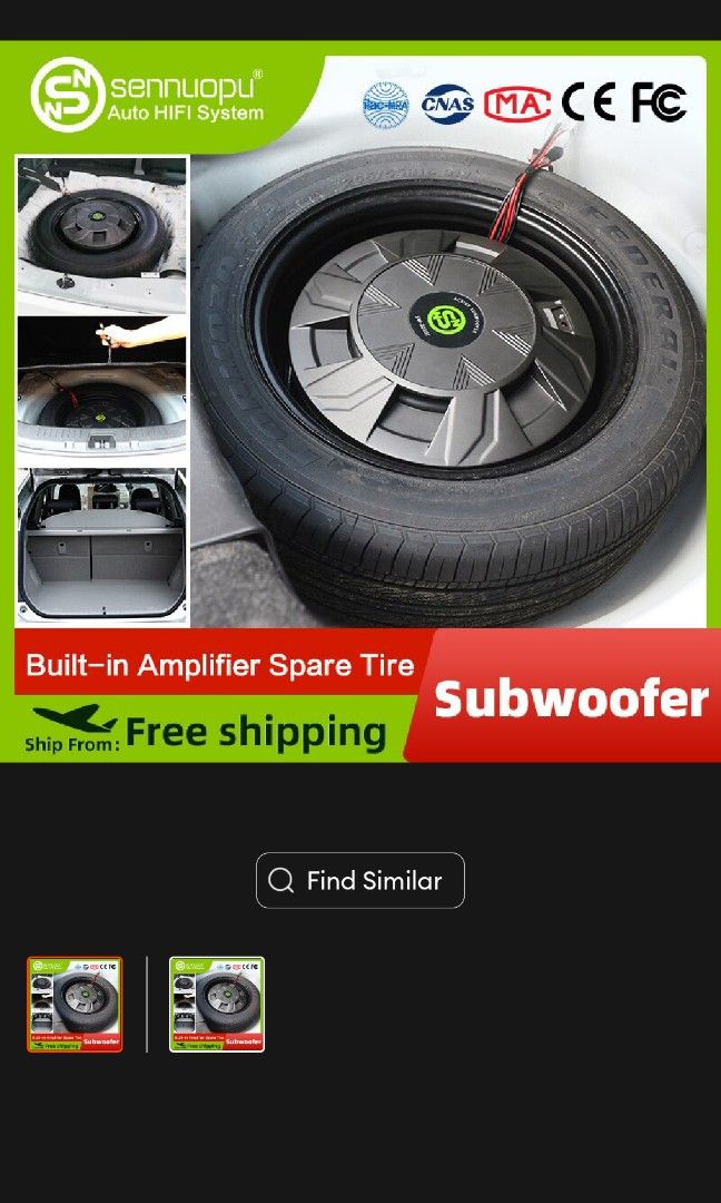 Sennuopu Car Subwoofer Class AB Power Amplifier Bass Speakers Active ...