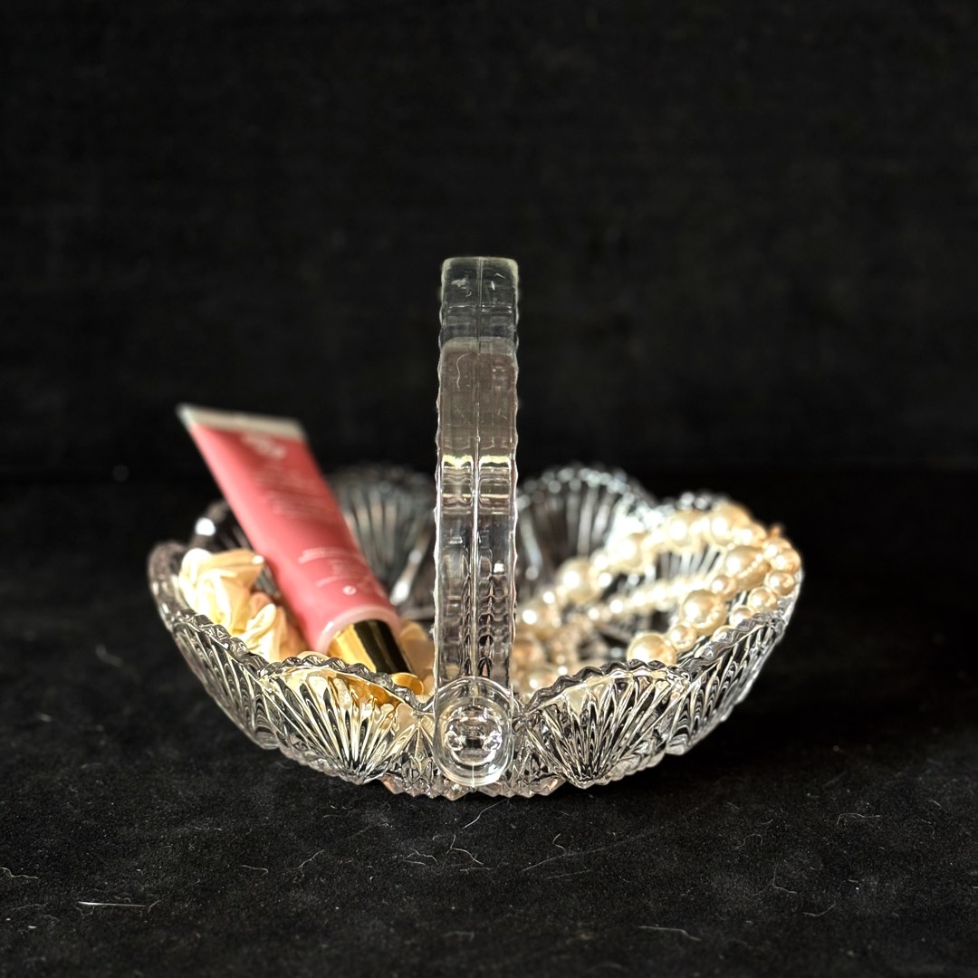 Soga Japan Crystal Glass Basket with Divider & Acrylic Handle, Women's ...