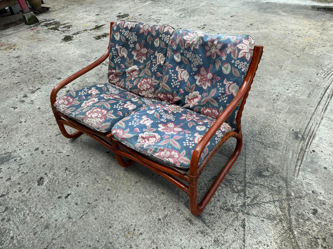 Vintage Rotan Sofa Cane 2 Seater, Furniture & Home Living, Furniture ...