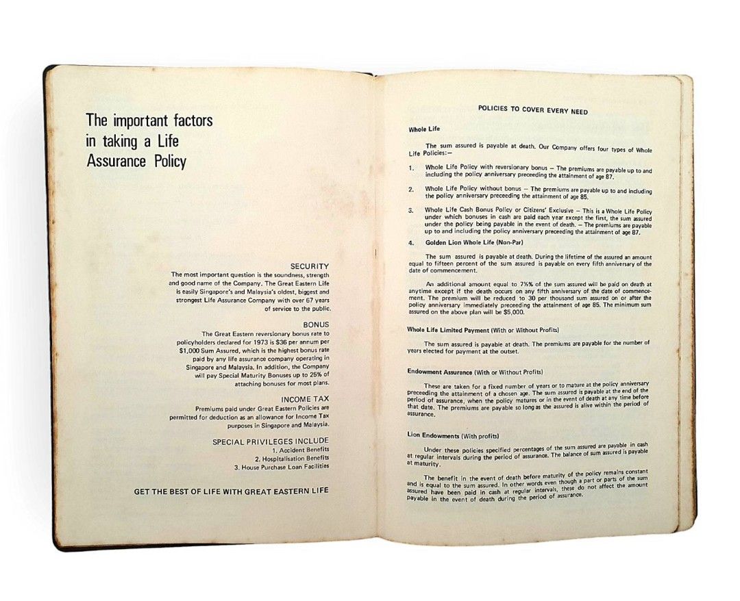 1975 vintage Great Eastern Management Diary tracking Chairman Tan Sri ...