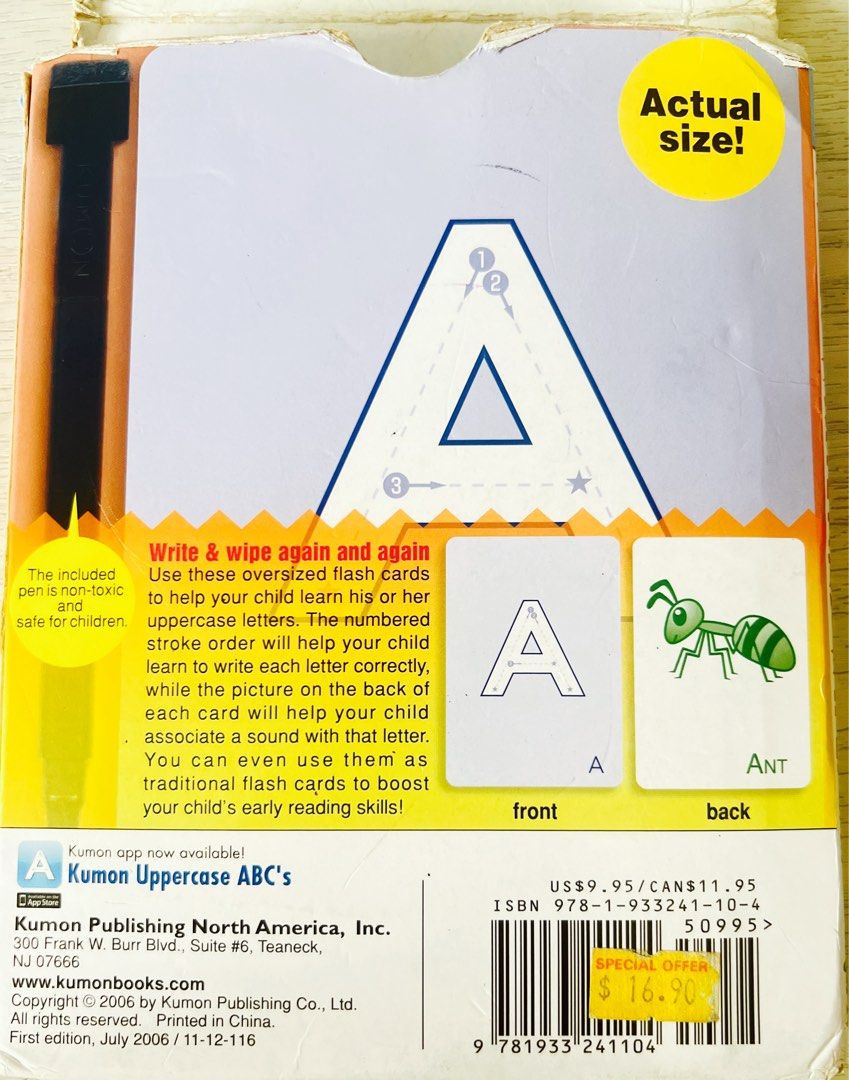 Alphabet write and wipe flash card uppercase Magnetic alphabet ABC DIY ...