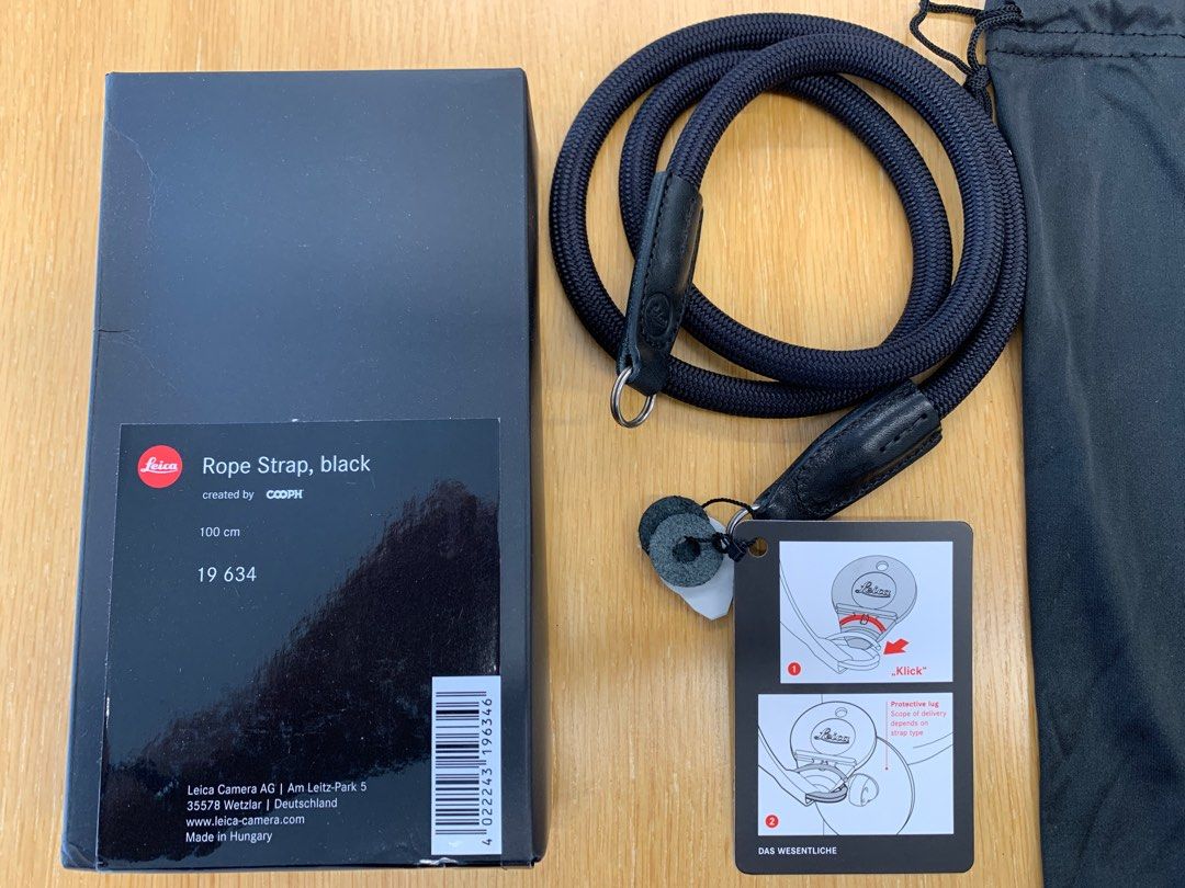 LEICA X COOPH - Rope Strap Black 19634 - Steel Ring - 100 cm / 39,4 ...