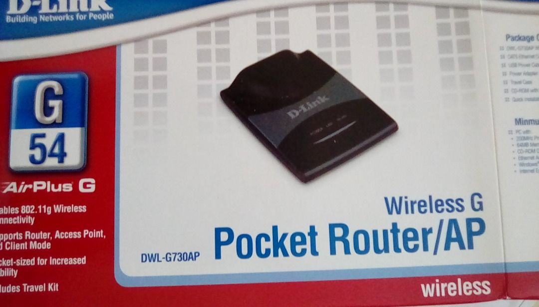 D-Link Dwl-G730Ap Wireless Pocket Router/Ap W/Client DWL-G7 ( Via local Courier ONLY ...