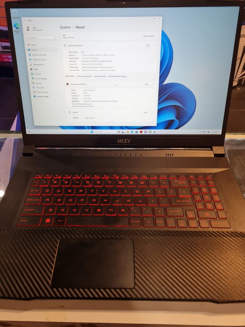 MSI KATANA GAMING LAPTOP I7 12700H/32 GB RAM/Graphics Card RTX3060/1TB ...