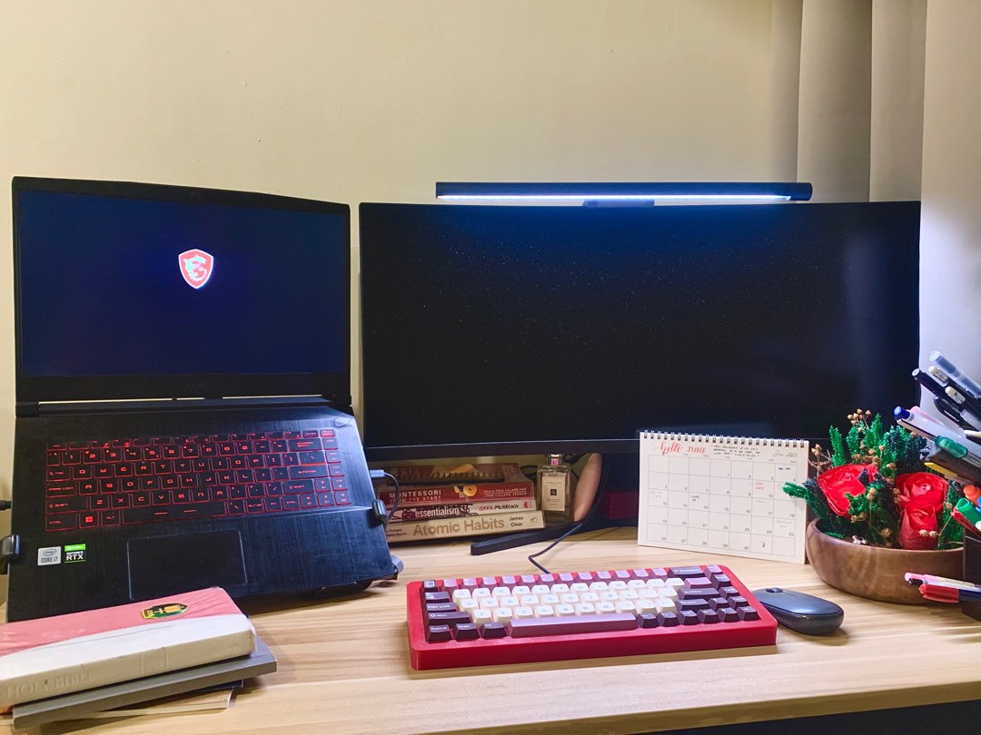 Oak color computer table, Furniture & Home Living, Kitchenware ...