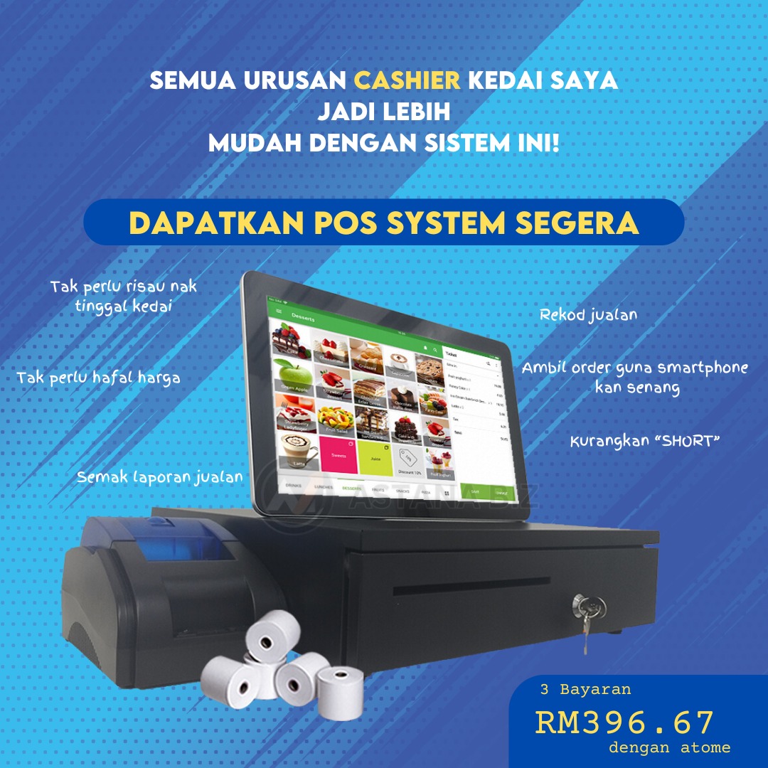 POS System Mesin Cashier Kaunter Kedai Makan Restoran Warung Kiosk ...