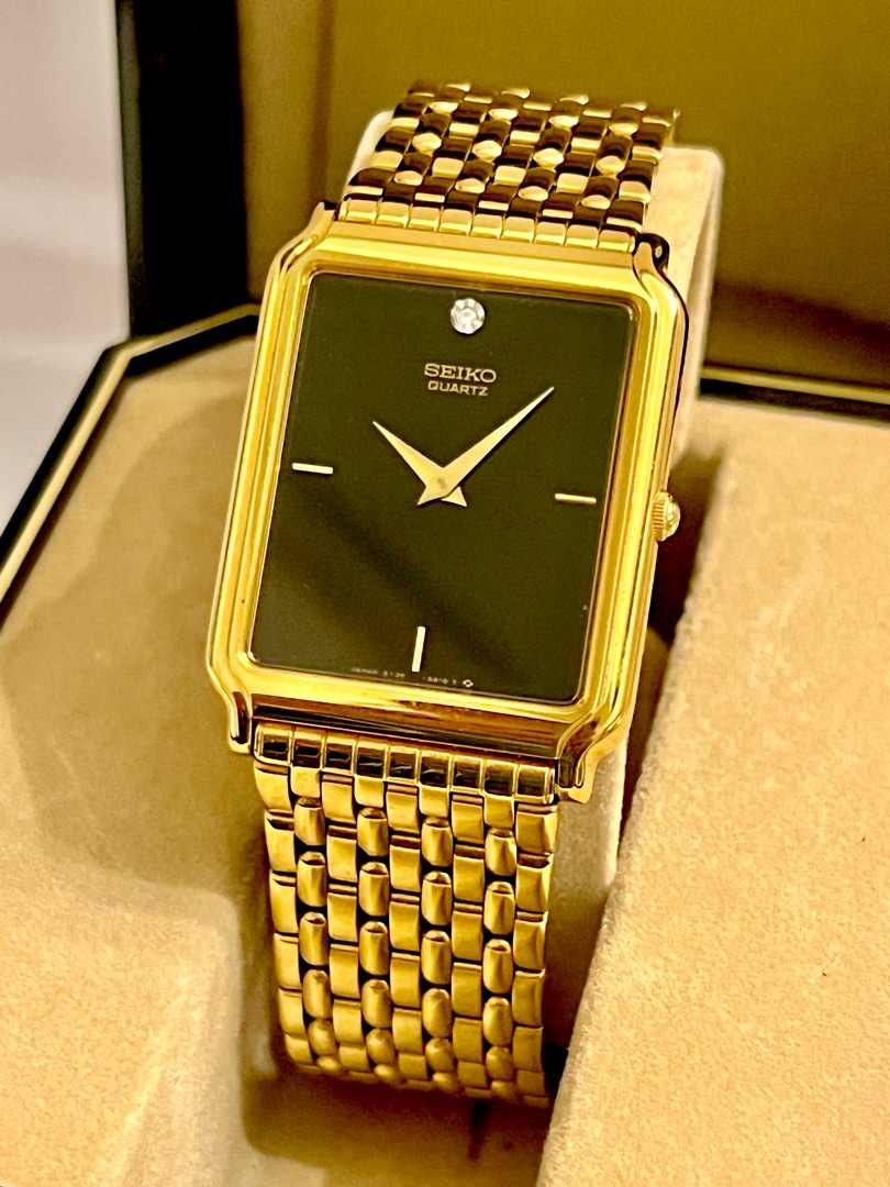 SEIKO Tank Gold(gp) Dress Watch Preloved New, Men's Fashion, Watches ...