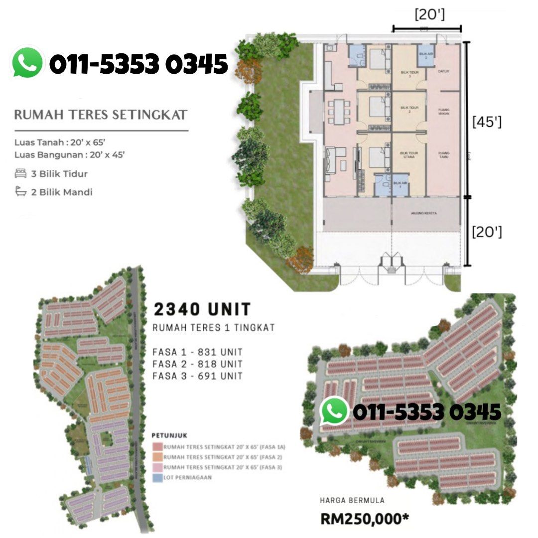 [SELANGORKU RUMAH BARU MAMPU MILIK] Satu Tingkat Rumah Teres 20’ x 65 ...