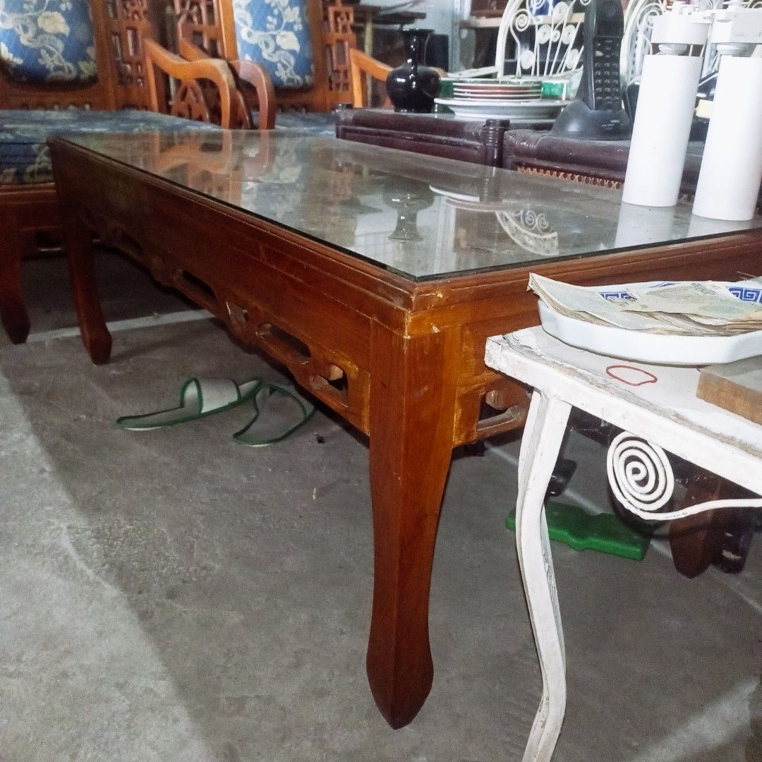 1 Set Kursi Jati Ruang Tamu Lengkap dengan Bantalan Empuk & Meja Alas ...