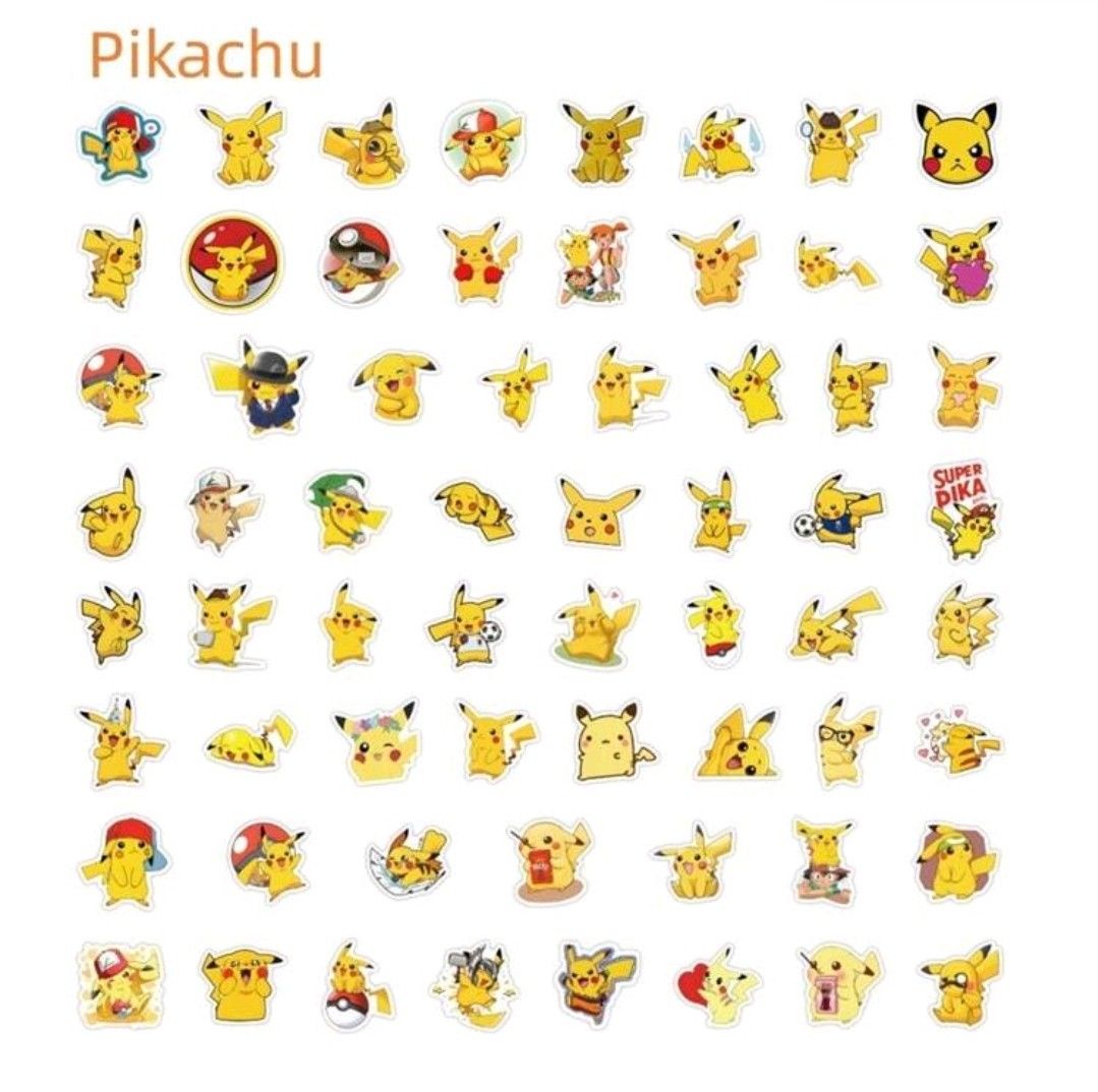 60PCS/SET! POKEMON PIKACHU STICKER! ALL DIFF DESIGNS! LAST SET ...
