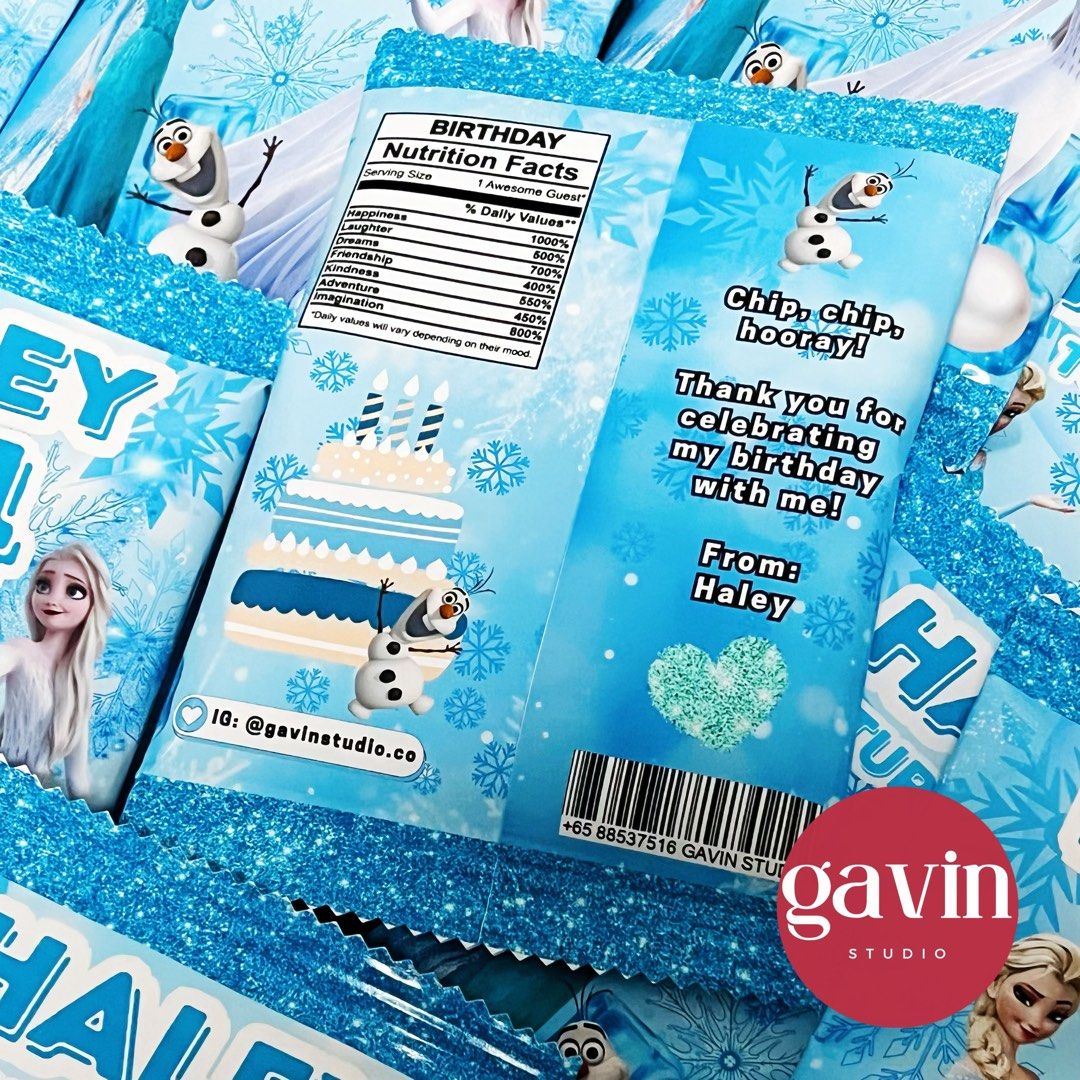 ️ Frozen Elsa Anna Chip Bags Customised Chip Bag Kids Birthday Goodie ...