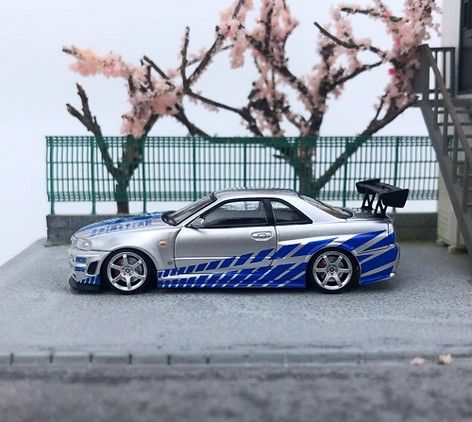 FAST SPEED Nissan Skyline GT-R R34 Z-Tune High Wing with TE37 Rim FNF ...