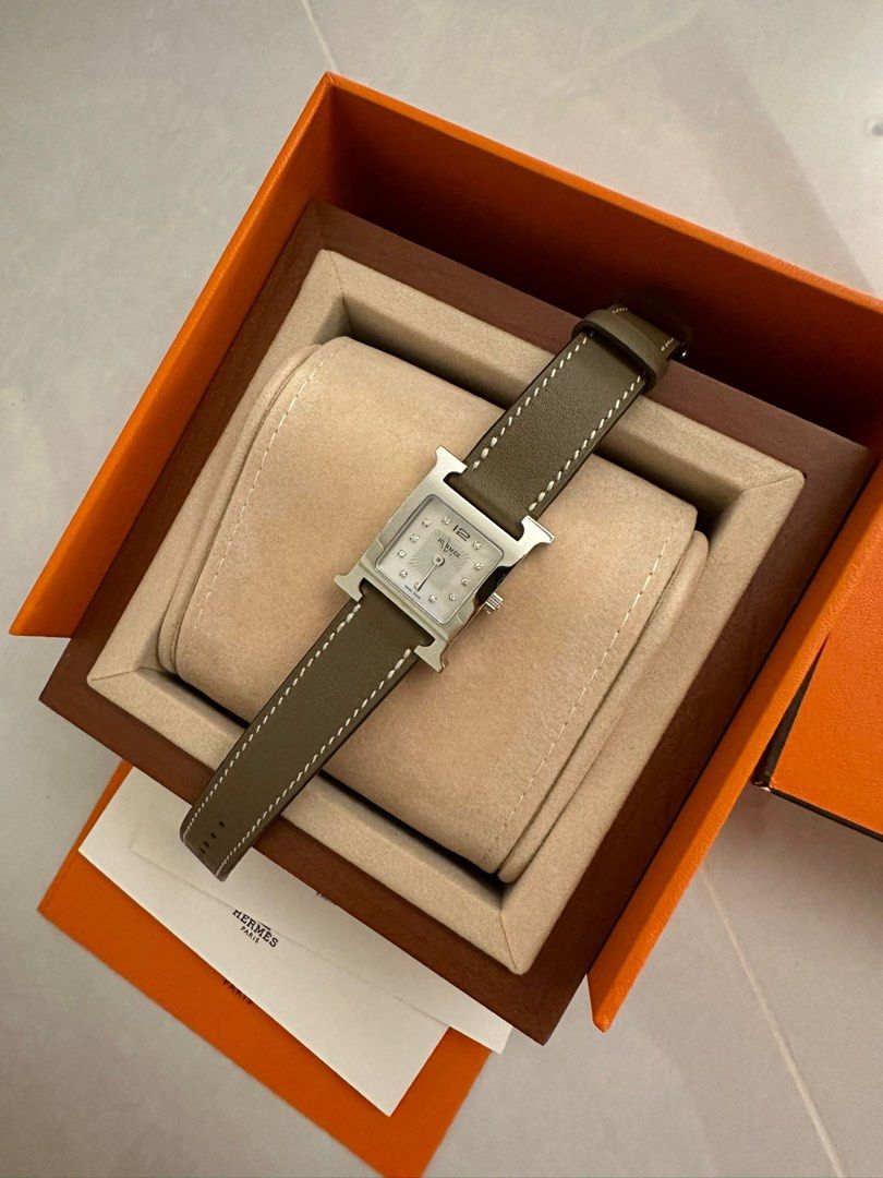 Cheapest 🔥 Diamond mother of pearl Hermes H heure watch 25mm diamond ...