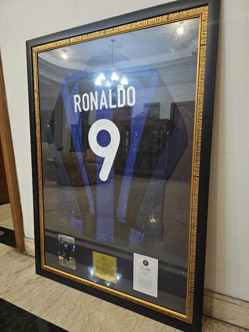 Jersey in frame inter milan 01/02 ls original ronaldo r9 size s, Olah ...