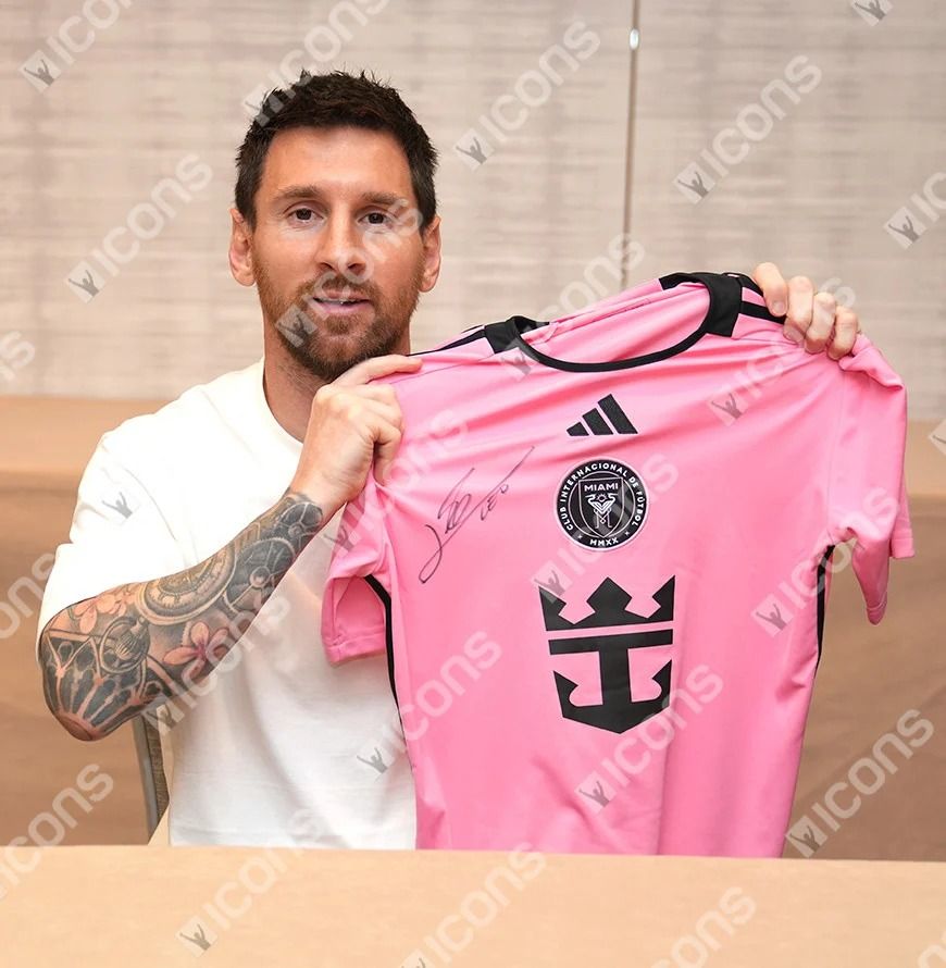 Lionel Messi Official Front Signed Inter Miami CF 2024-25 Home Shirt In ...