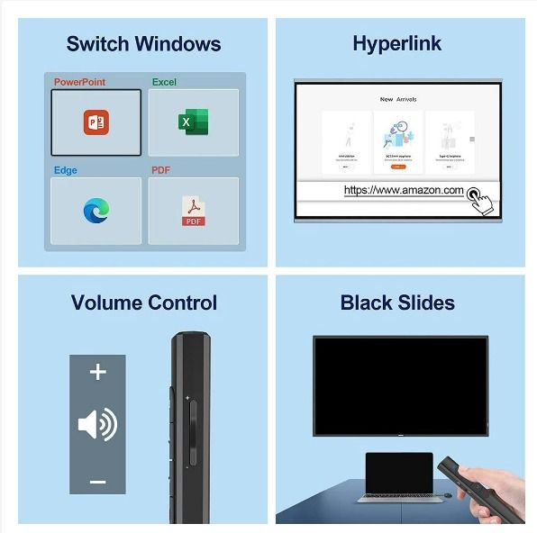 Presentation Clicker for PPT Wireless Presentater Remote, Laser Pointer ...