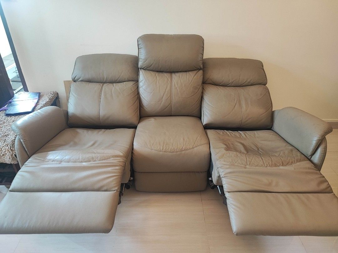 Sofa with 2 recliners that can be dismental into 3 pieces for easy ...