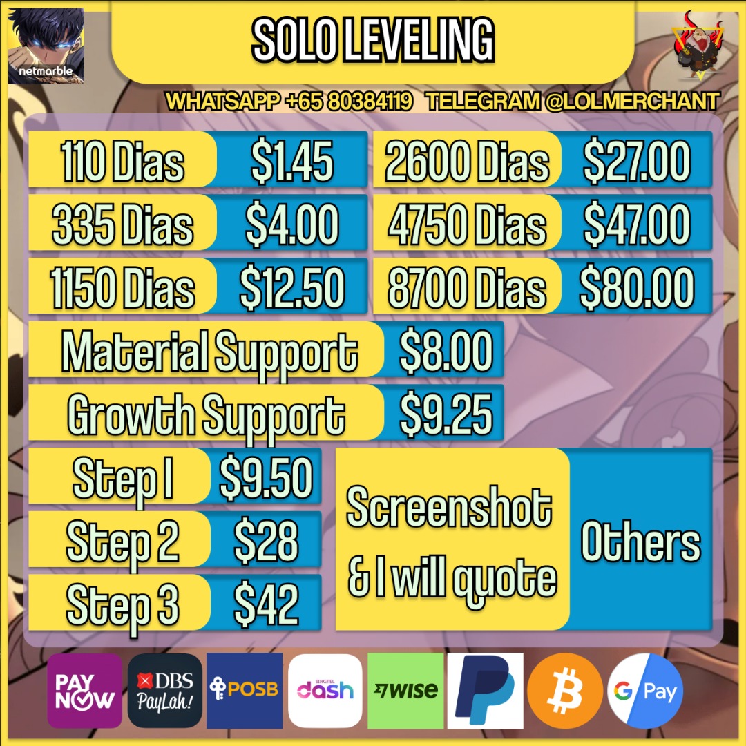 SOLO LEVELING : ARISE Game Recharge Diamonds & Other Packs | Via LOGIN ...