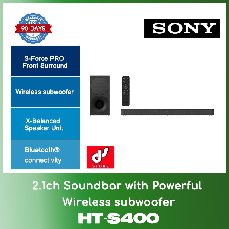 Sony HT-S400 2.1ch Soundbar with Powerful Wireless subwoofer WITH 3 ...