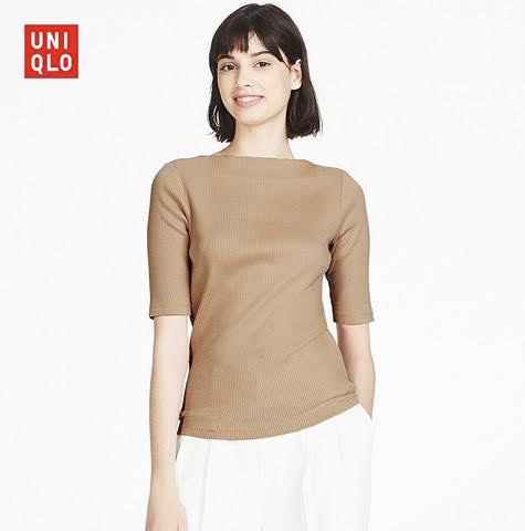 Uniqlo Ribbed Boat Neck Top, Women's Fashion, Tops, Blouses on Carousell