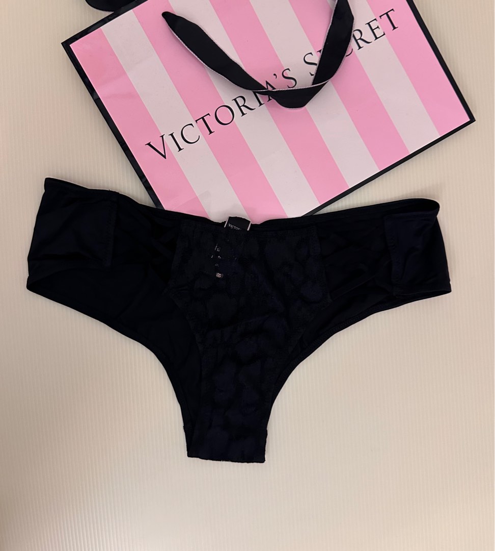 Victoria’s Secret Black See-Through Lace with Silky Back Cheeky Panty ...