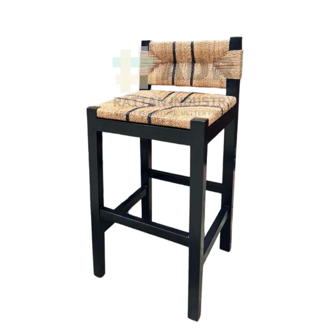 WOOD AND ABACA BAR CHAIR / HIGH CHAIR / BAR STOOL, Furniture & Home ...