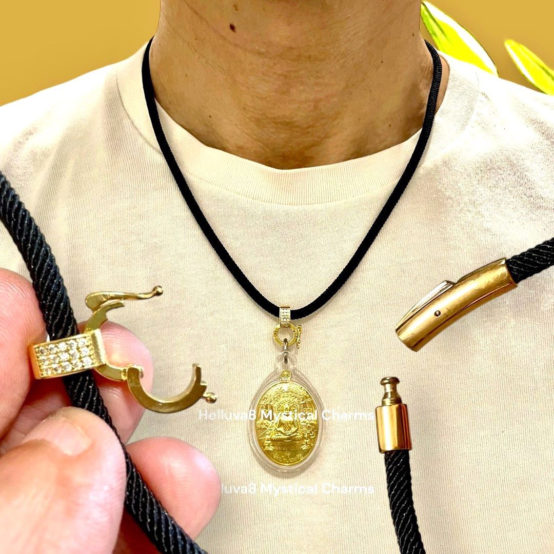 50cm Custom Made Braided Rope Thai Amulet Necklace Chain w/ Gold ...