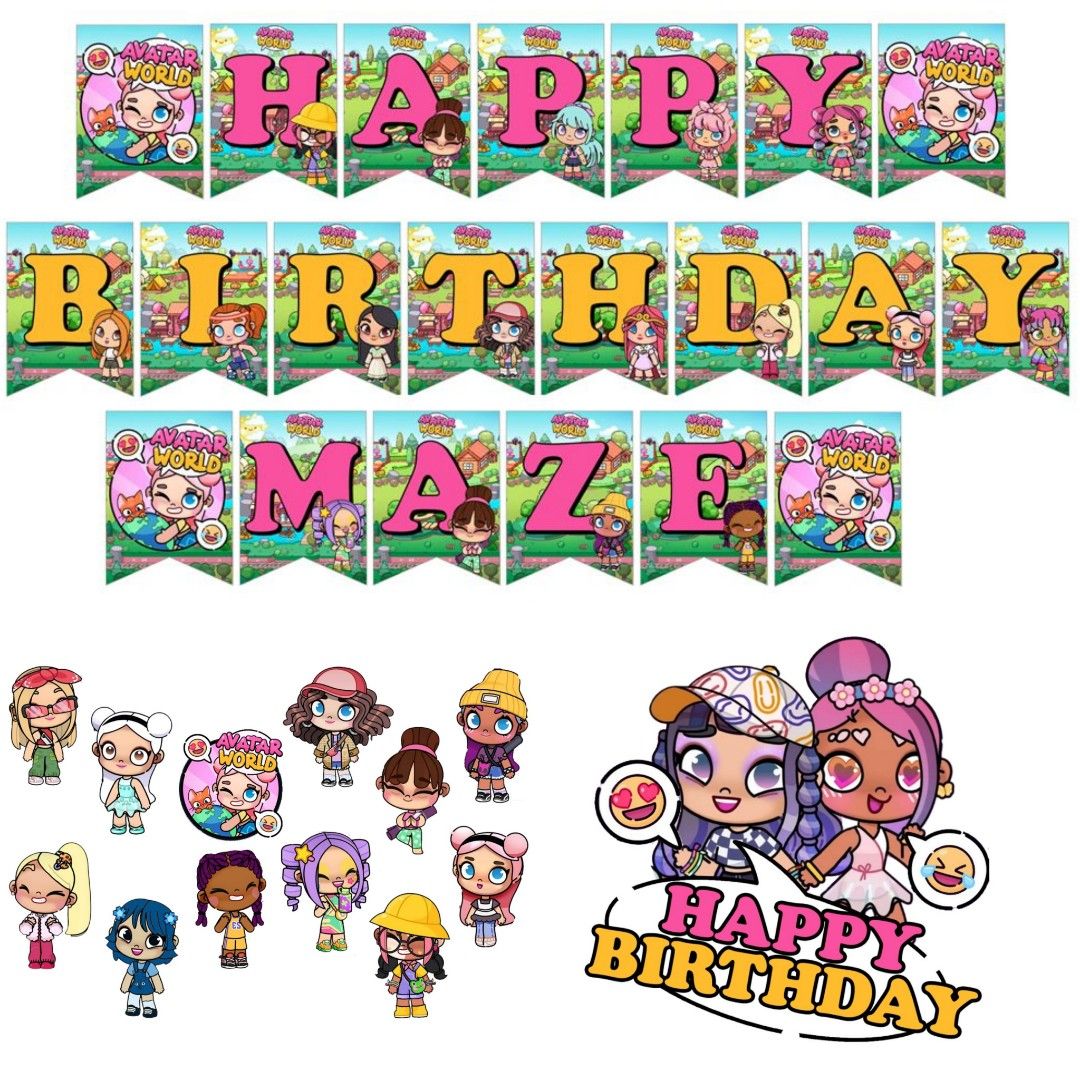 Avatar World Theme Birthday Party Banner Cupcake Cake Topper Decoration ...