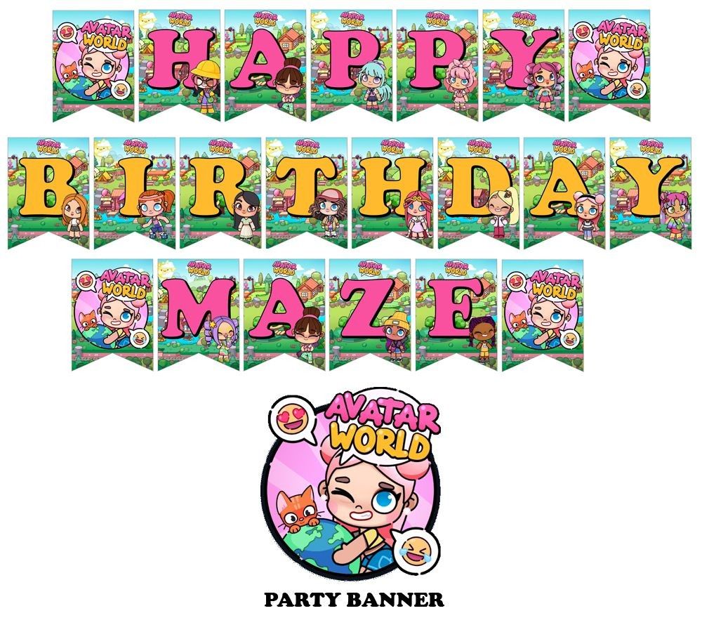 Avatar World Theme Birthday Party Banner Cupcake Cake Topper Decoration ...