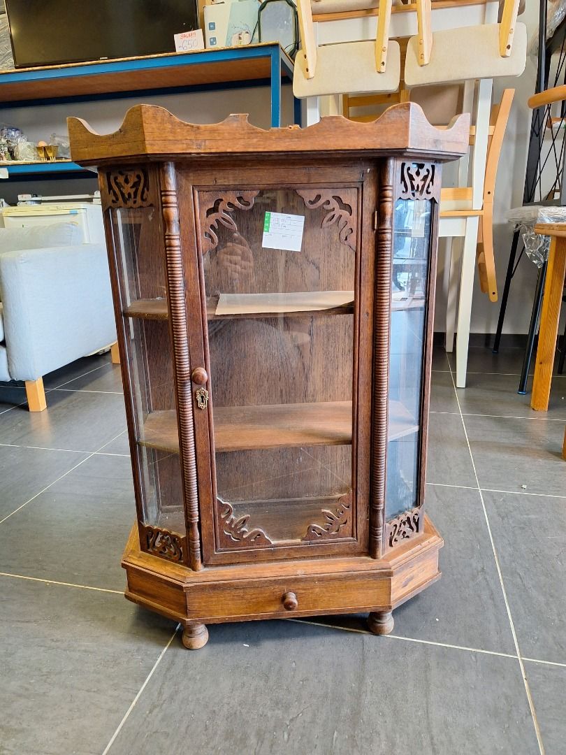 Balinese Teak Glass Display Cabinet (Small) | Kabinet Paparan Kaca Kayu Jati Bali (Kecil ...