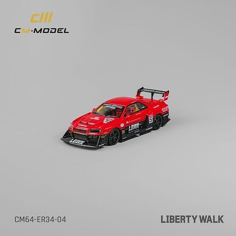 CM MODEL Nissan Skyline GT-R (R34) ER34 Red #5 with Carbon Headlight ...