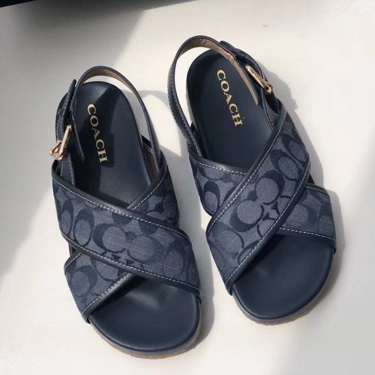 Coach Adora Sandals in Signature Jacquard, Women's Fashion, Footwear ...
