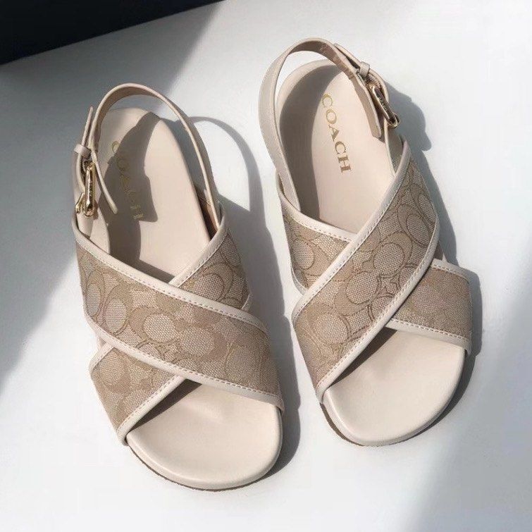 Coach Adora Sandals in Signature Jacquard, Women's Fashion, Footwear ...