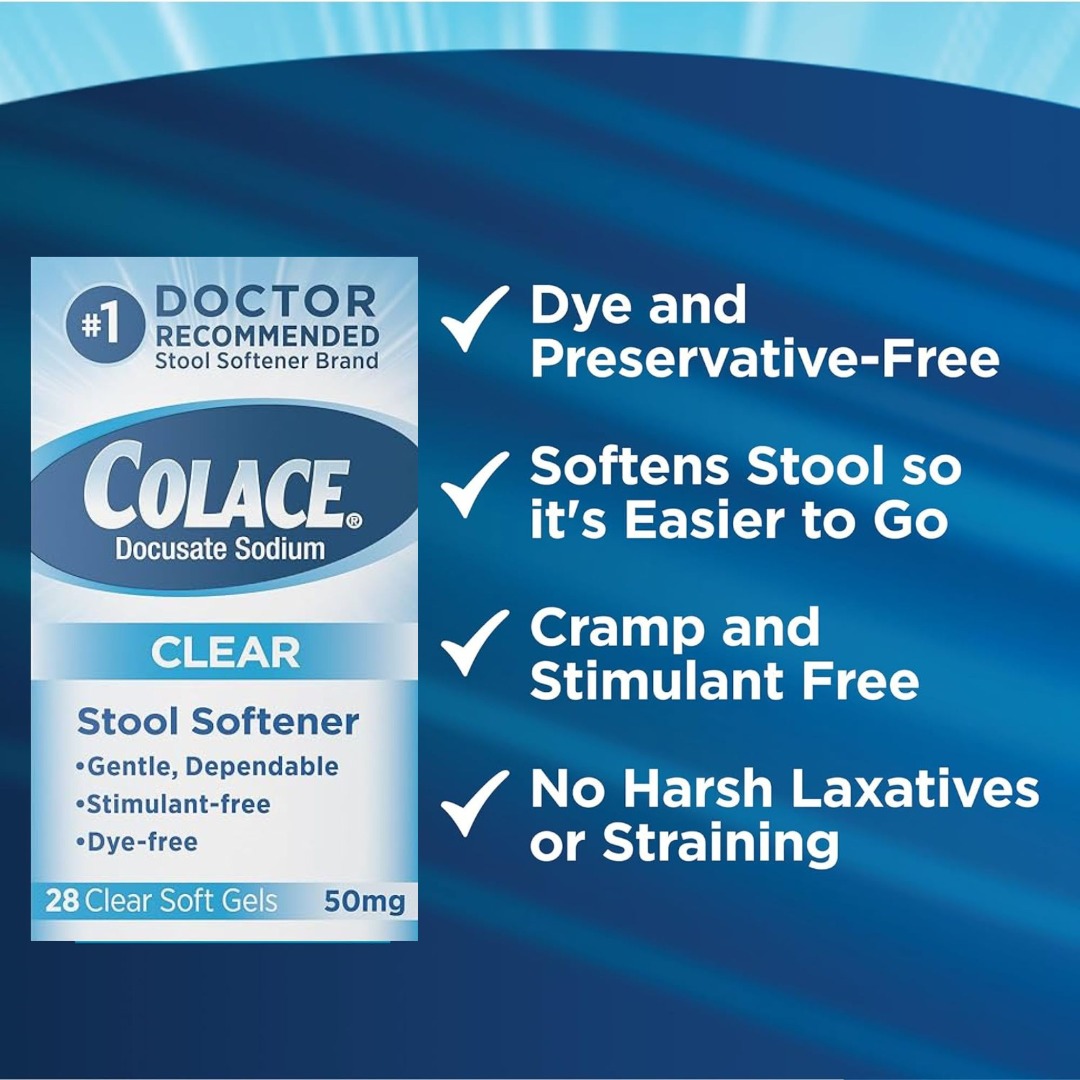 Colace Stool Softener Effective Constipation Relief, Health & Nutrition ...