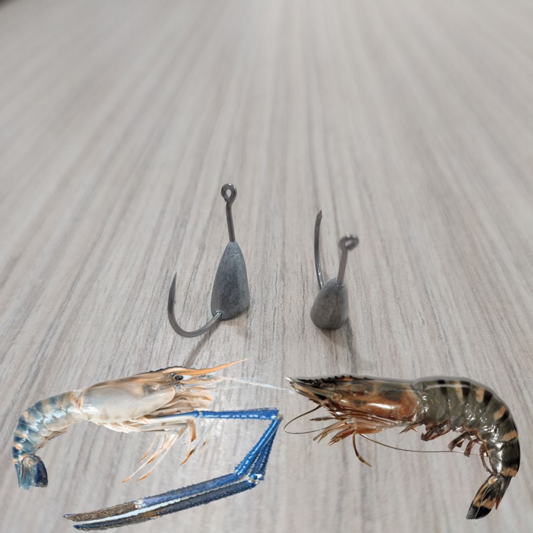 Mata Kail Udang Galah Udang Harimau Siap Batu Prawn Hook with Sinker ...