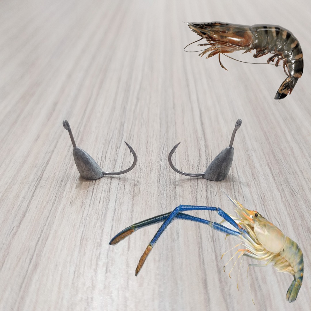 Mata Kail Udang Galah Udang Harimau Siap Batu Prawn Hook with Sinker ...