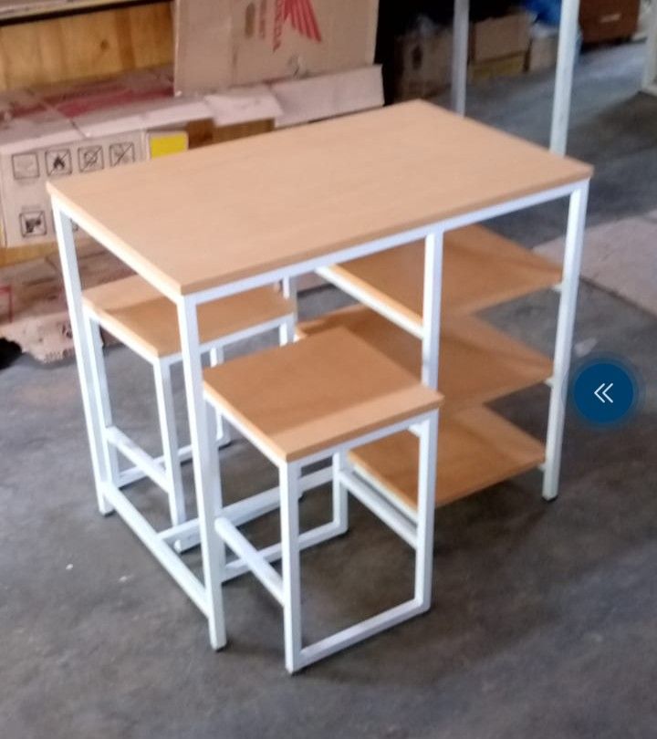 Meja makan set 2 kursi rak ambalan minimalis, Perabotan Rumah di Carousell