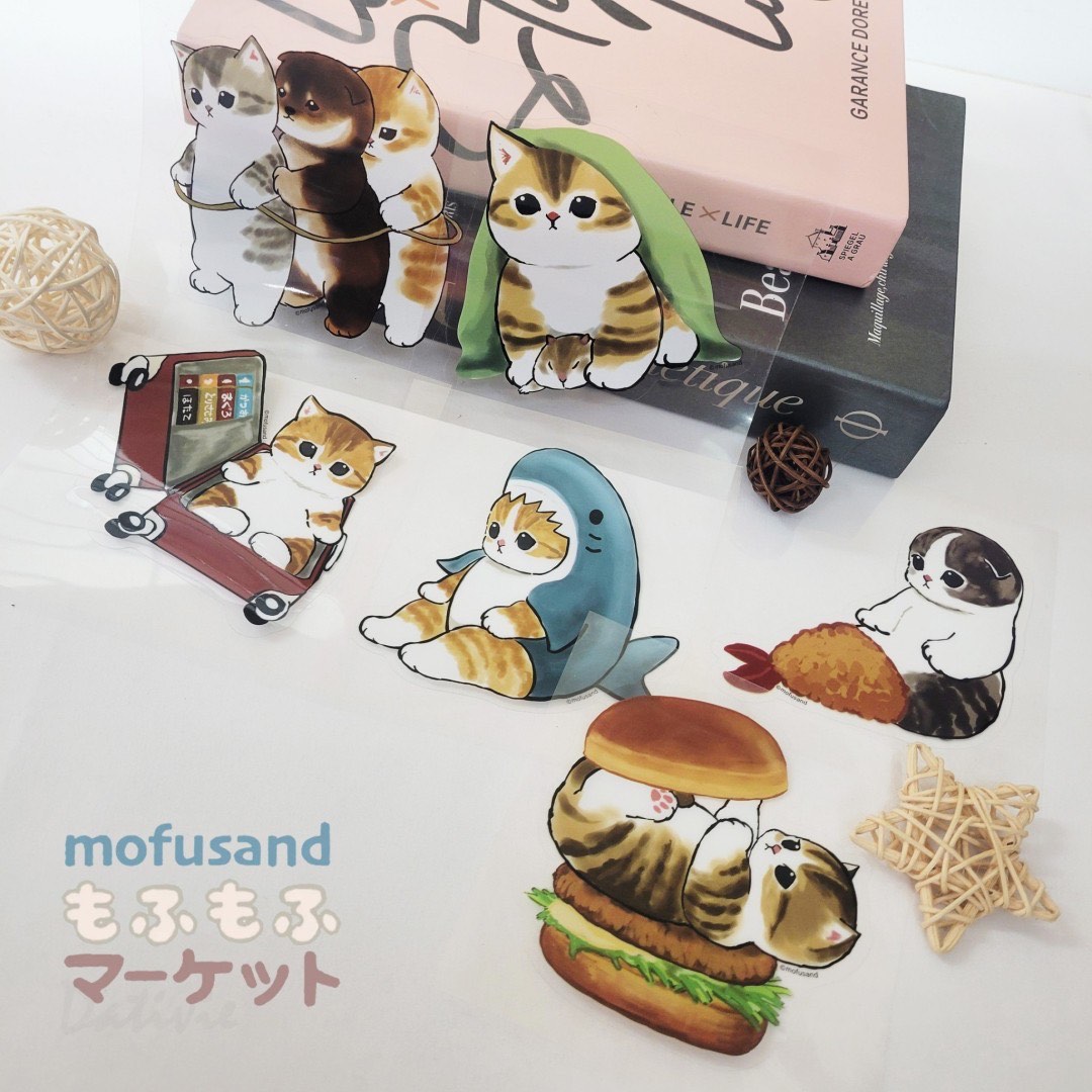 貓福珊迪防水貼紙-MOFUSAND 正版授權, 書籍、休閒與玩具, 文具、藝術、手工藝, 文具、上學用品在旋轉拍賣