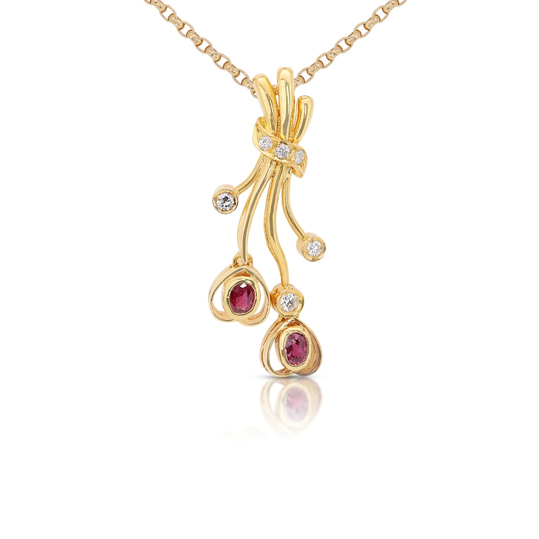 Sophisticated 0.22ct Garnets with Side Diamonds in 18K Yellow Gold - SP ...