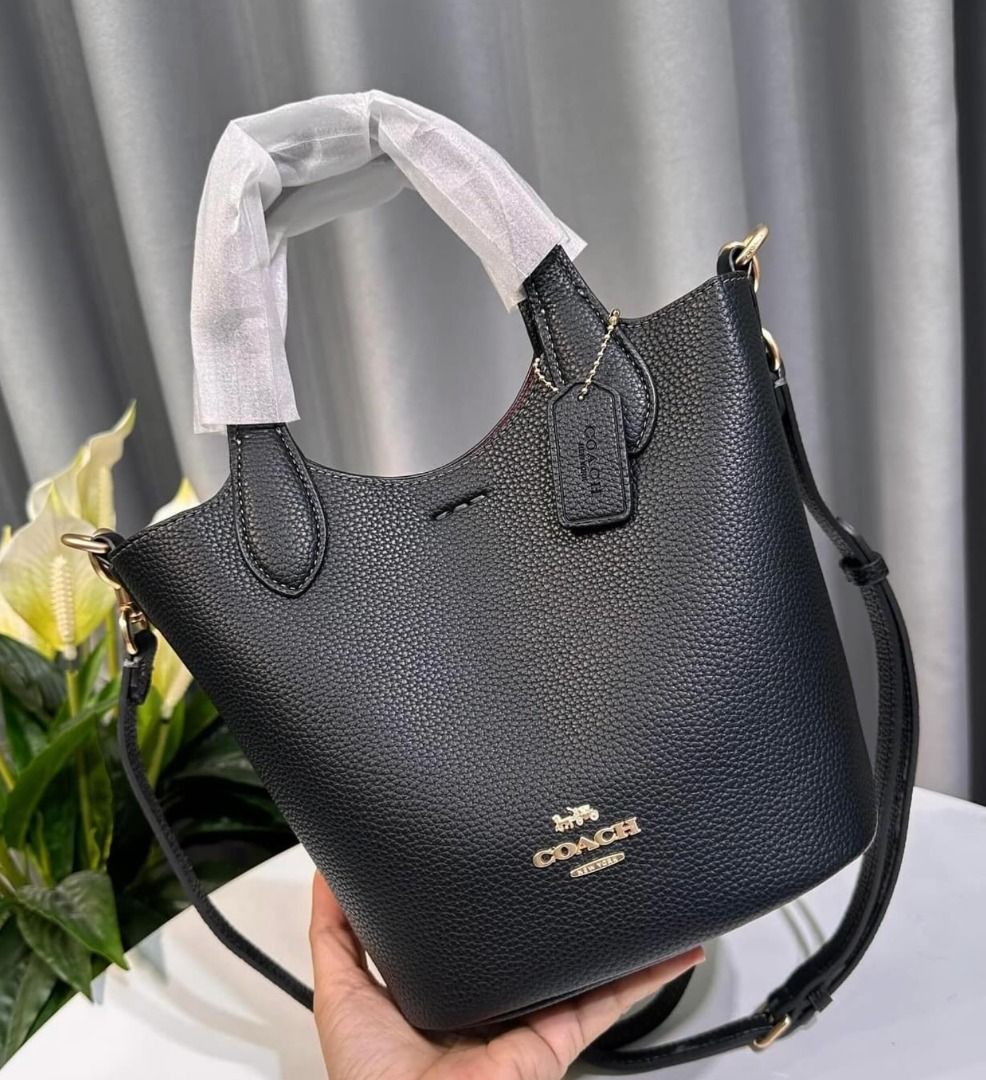 tas coach hanna bucket bag tote bag sling bag in black, Barang Mewah ...