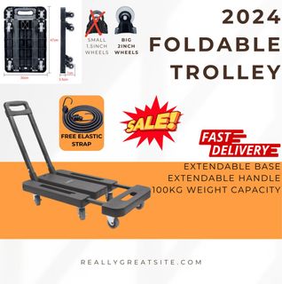 Trolley foldable heavy duty trolley 6 wheel trolley 100kg capacity ...