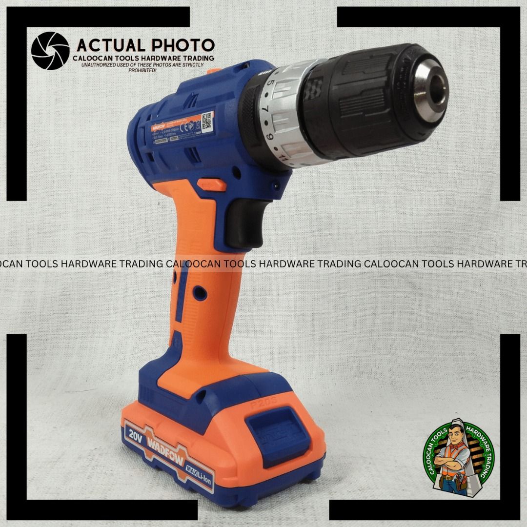 Wadfow 20V Lithium-Ion Cordless Impact Drill with Battery and Charger ...