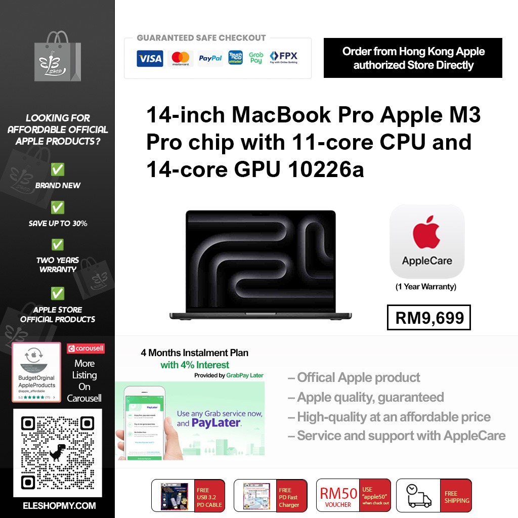 [1 Yr Warranty,512,18,M3 Pro]14-Inch MacBook Pro Apple M3 Pro Chip With 11‑Core CPU And 14‑Core ...