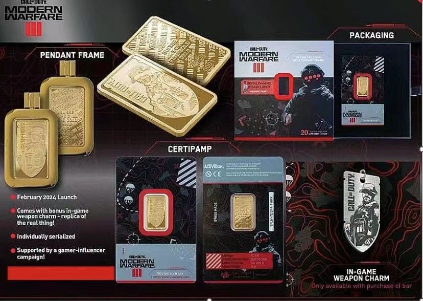 999.9 gold Pamp call of duty limited edition, Hobbies & Toys ...