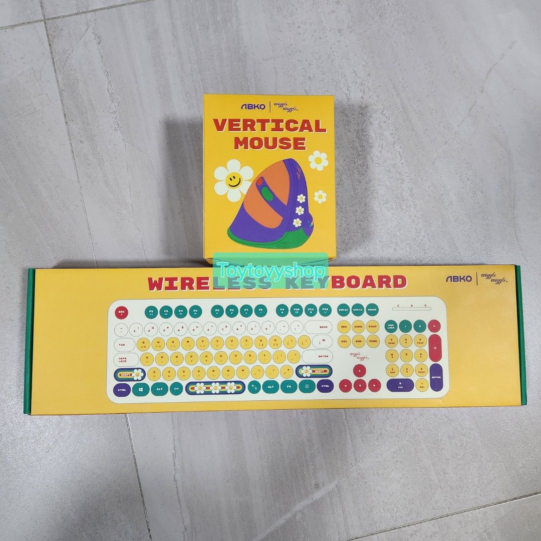 ABKO x Wiggle Wiggle 藍芽無綫keyboard 及人工工學鍵盤 橙紫色滑鼠套裝, 電腦＆科技, 電腦周邊及配件, 電腦滑鼠及相關產品 - Carousell