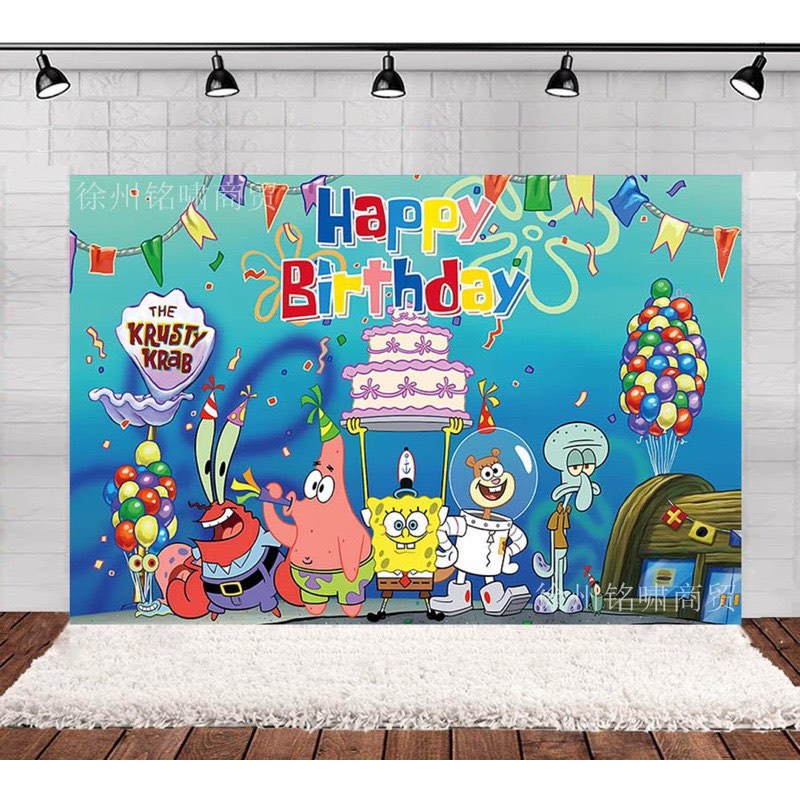 [Avail] 150x100cm SpongeBob C Underwater World Backdrop Kids Birthday ...