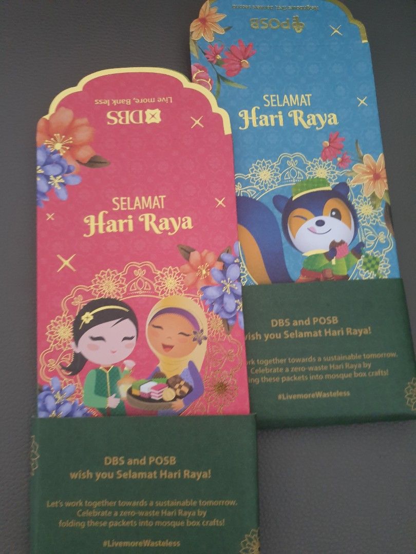 (Min 6 Packs) 2024 Dbs-Posb Colourful Hari Raya Money Envelopes ...