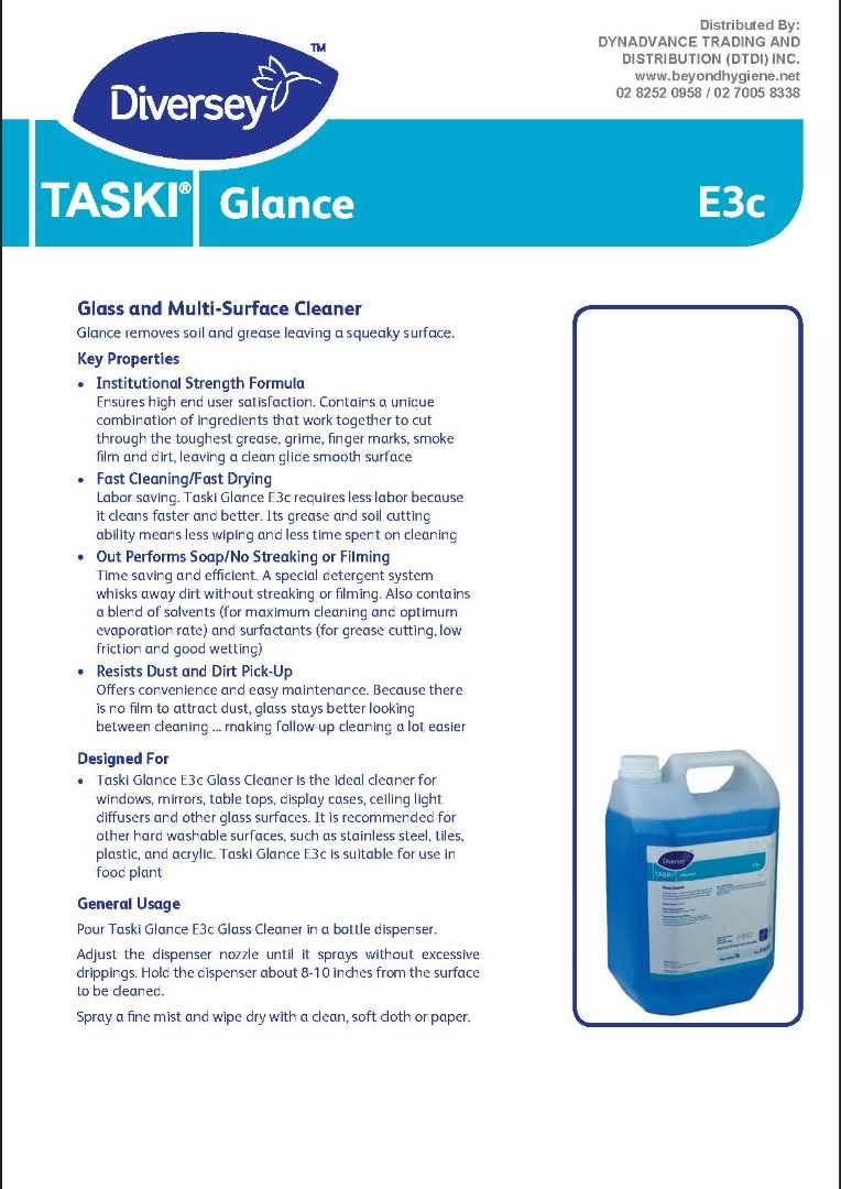 Diversey TASKI Glance E3c Glass Cleaner 5L, Furniture & Home Living ...