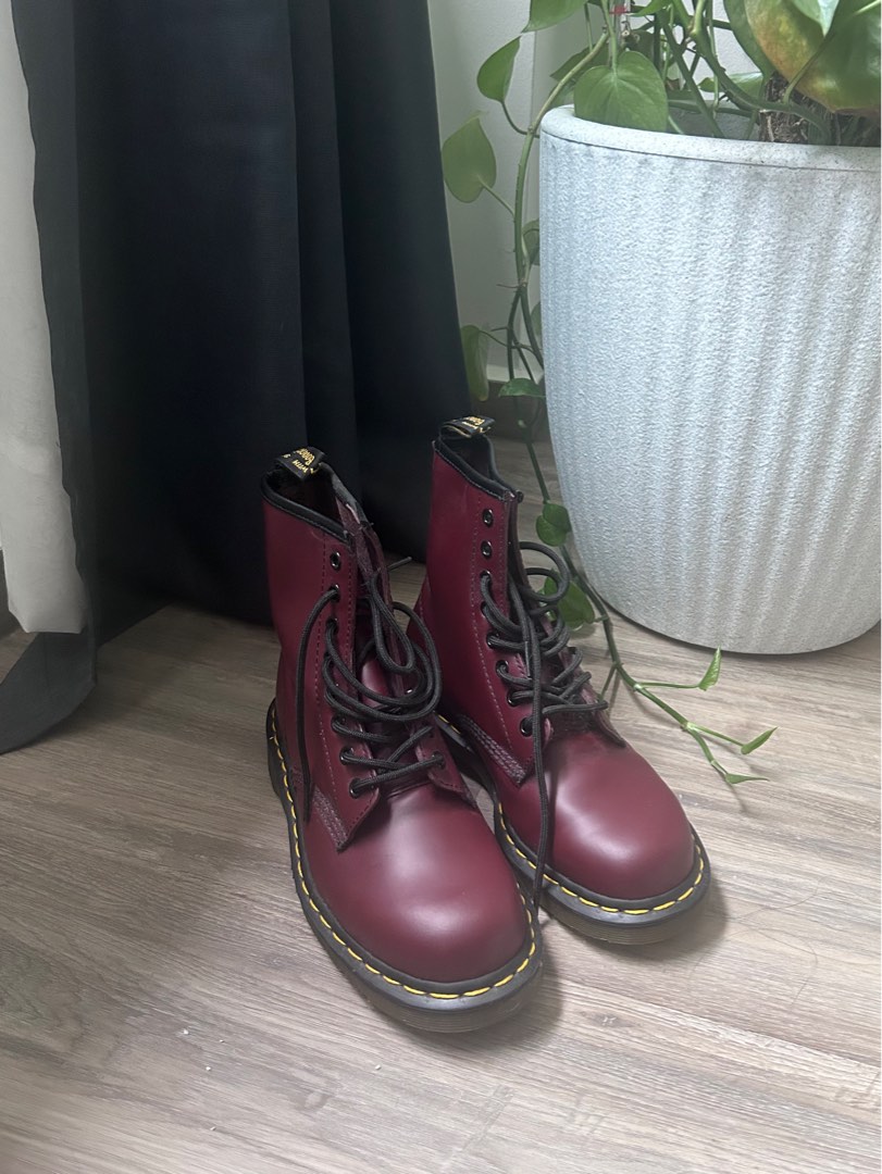 dr martens cherry red 1460 boots, Women's Fashion, Footwear, Boots on ...