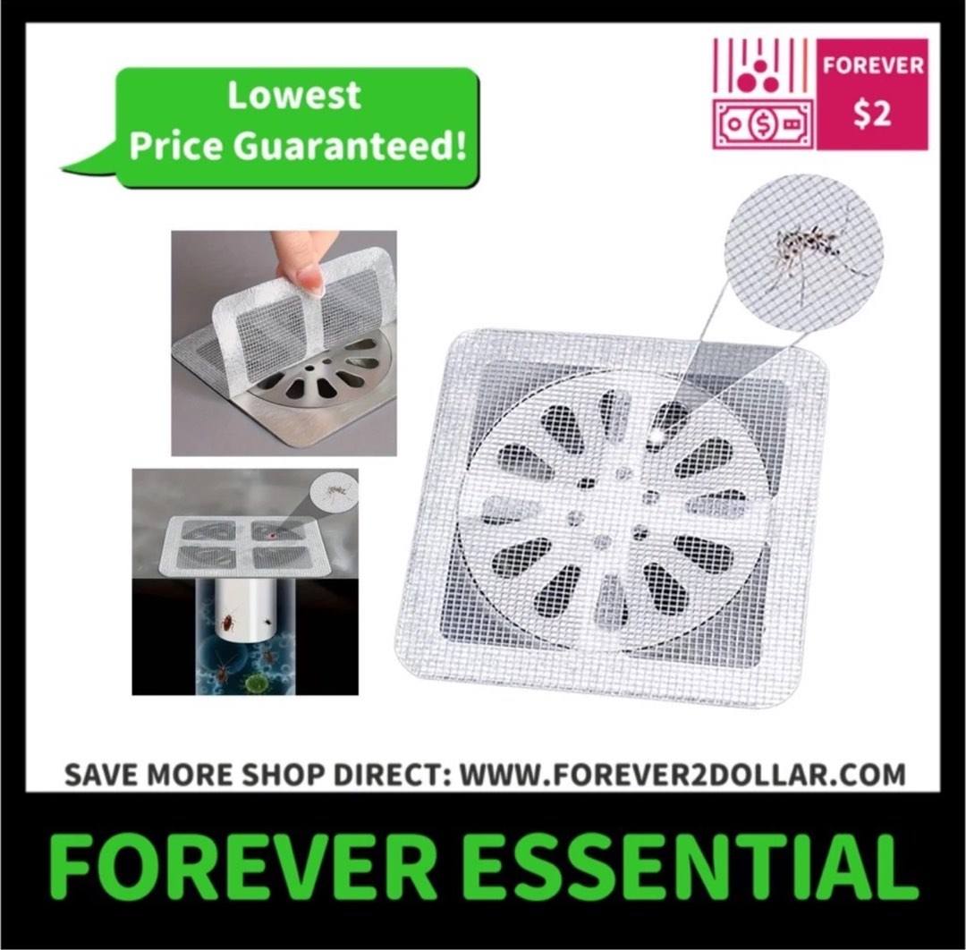 (FOREVER ESSENTIAL) Disposable Hair Catchers for Shower Mesh Shower Drain Covers Floor Sink ...